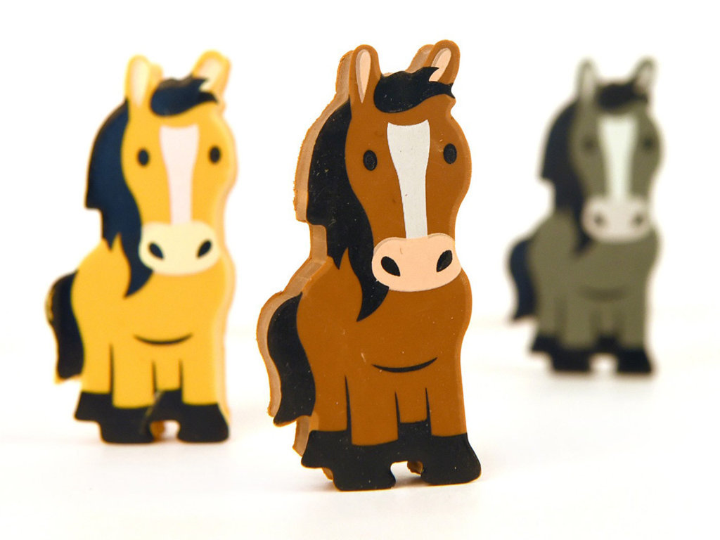 Rubber Erasers - Three Horses In A Stable - KLP Lovasfelszerelés